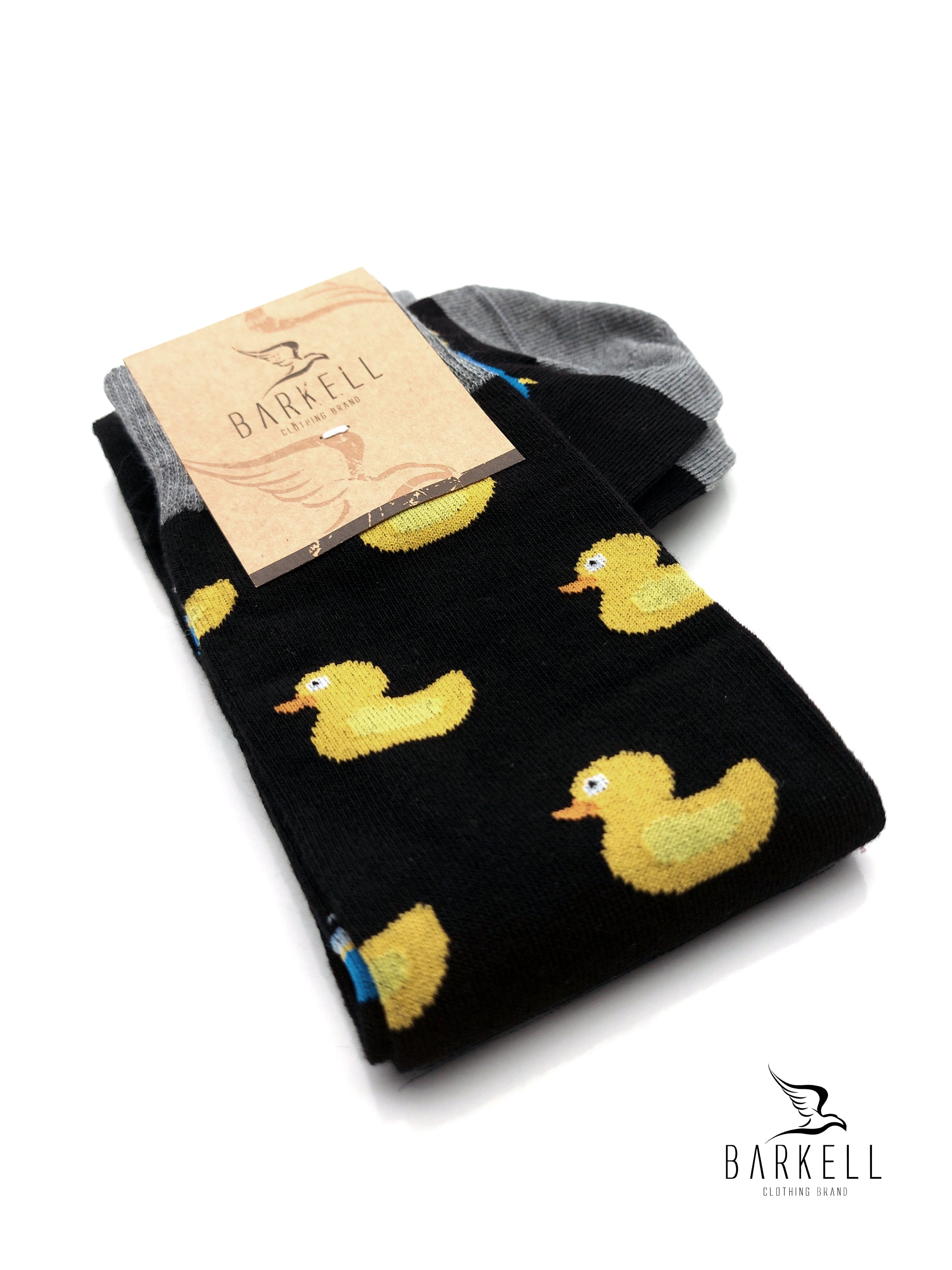 Calza Lunga In Caldo Cotone di Alta Qualità Fondo Nero Fantasia Papere ...