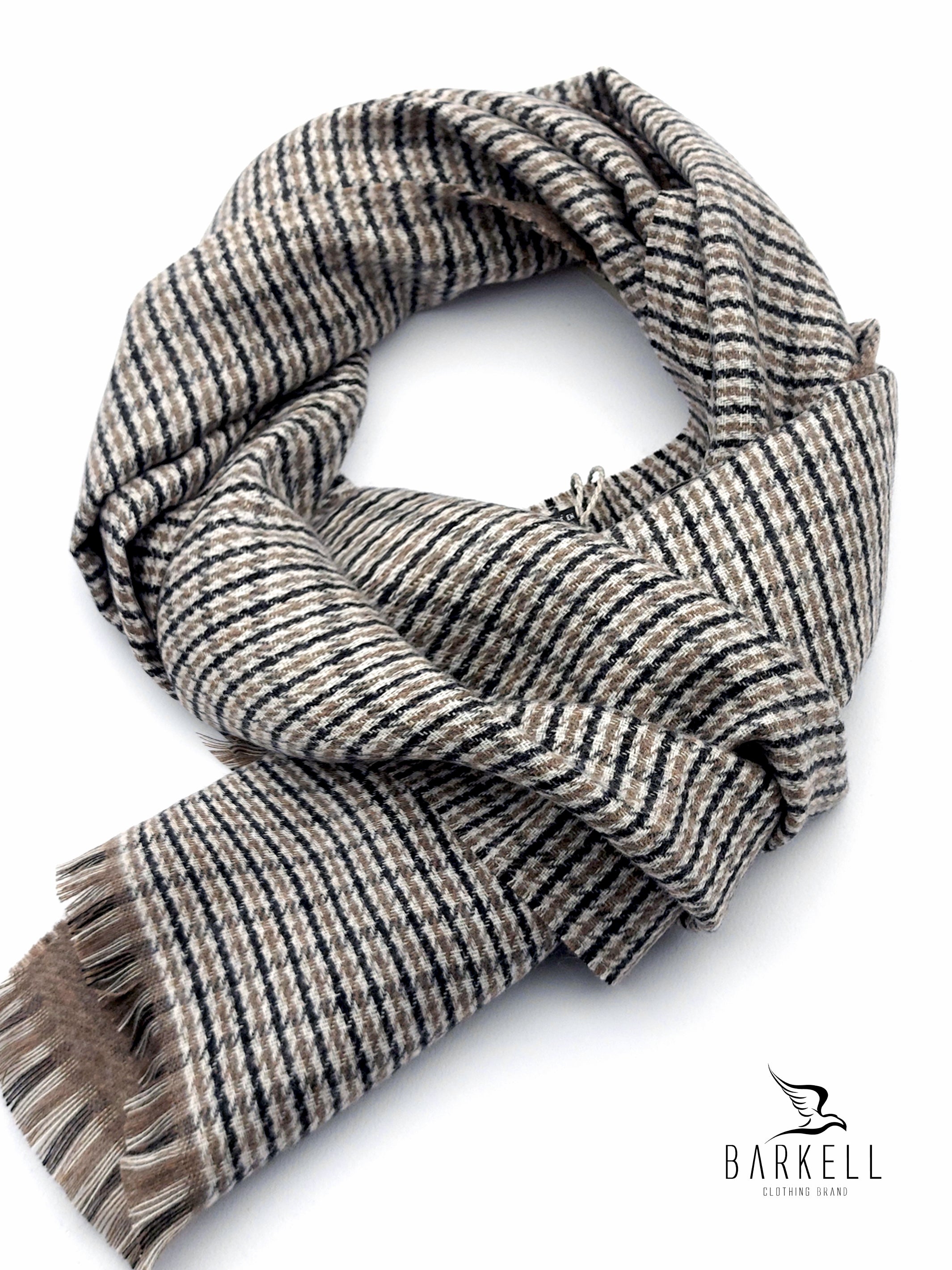 Sciarpino in Poliviscosa Effetto Lana Fantasia Pied de Poule Fondo Cor ...